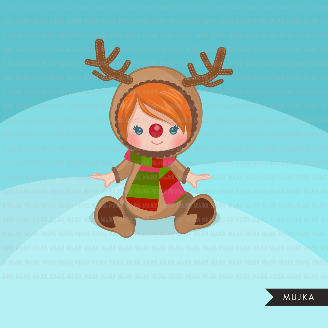 Reindeer Rudolph Baby clipart reindeer costume baby shower | Etsy