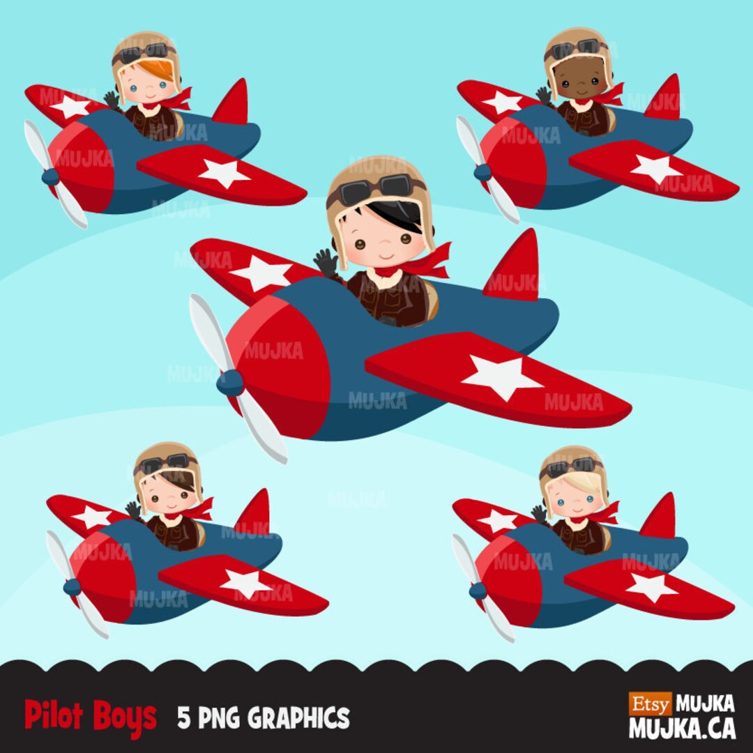Pilot Clipart, Pilot Boy Characters, Plane, Black, Card Making ...