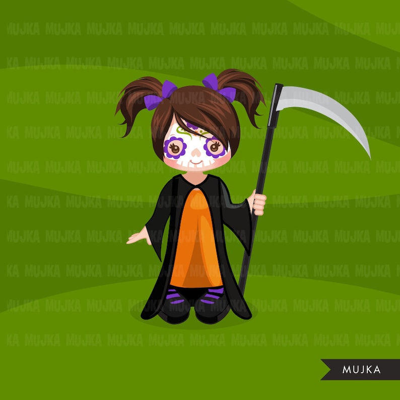 Halloween Clipart. Day of the Dead Characters Kids Trick or - Etsy