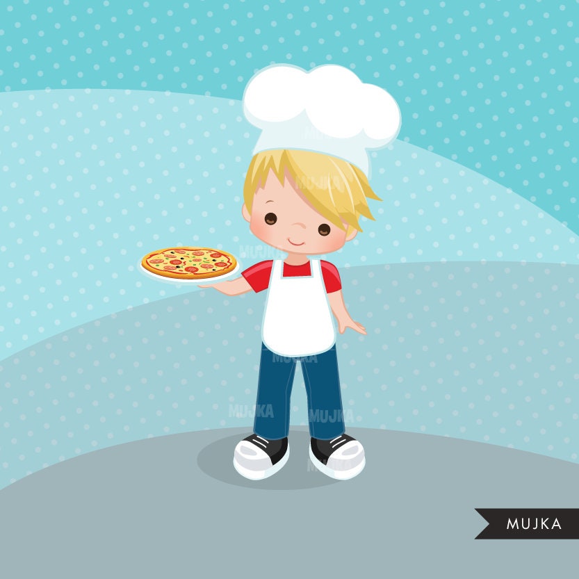 Pizza Chef Clipart. Little Boy Graphics Embroidery - Etsy