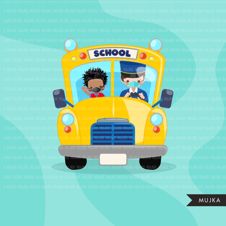 Back to School Clipart School Bus Clip Art Students With - Etsy Canada