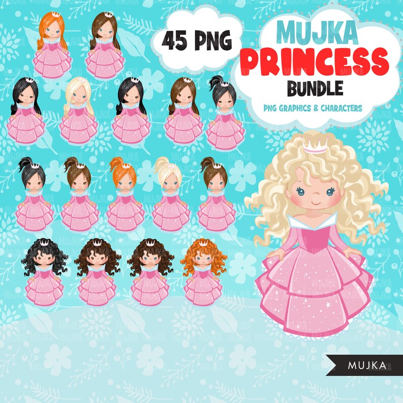 Princess Bundle Princess Png Pink Princess Clipart Birthday - Etsy