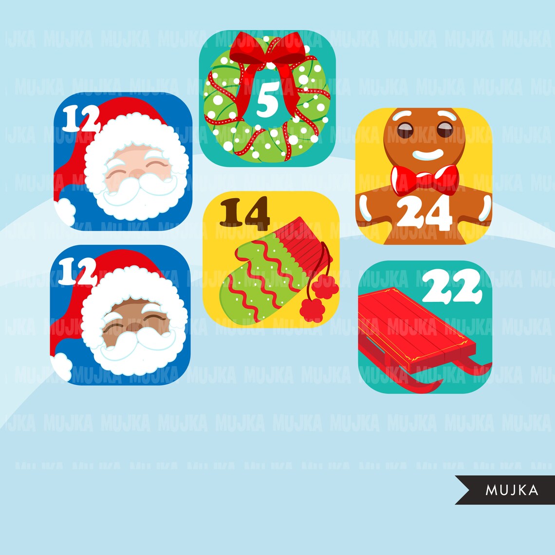 Christmas Clipart, Advent Calendar Graphics, Noel Graphics, Png ...