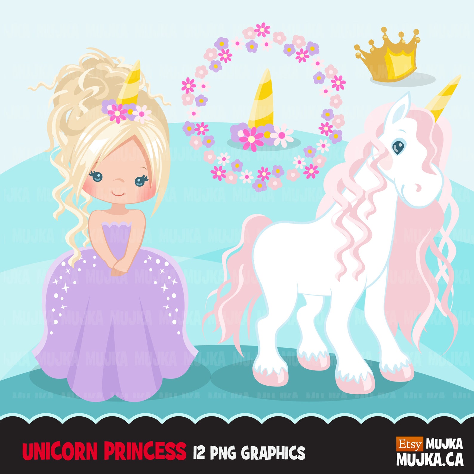 Unicorn Clipart Bundle Unicorn Princess Numbers Glitters | Etsy