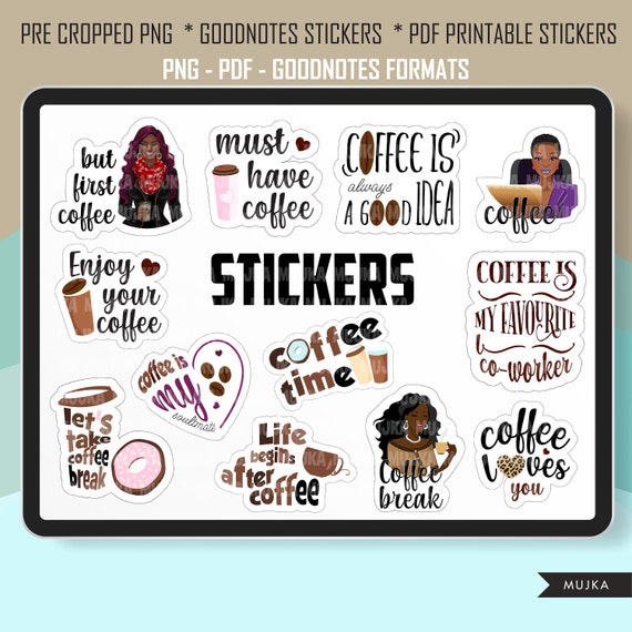 Coffee stickers, Goodnotes stickers, planner stickers, png precropped ...