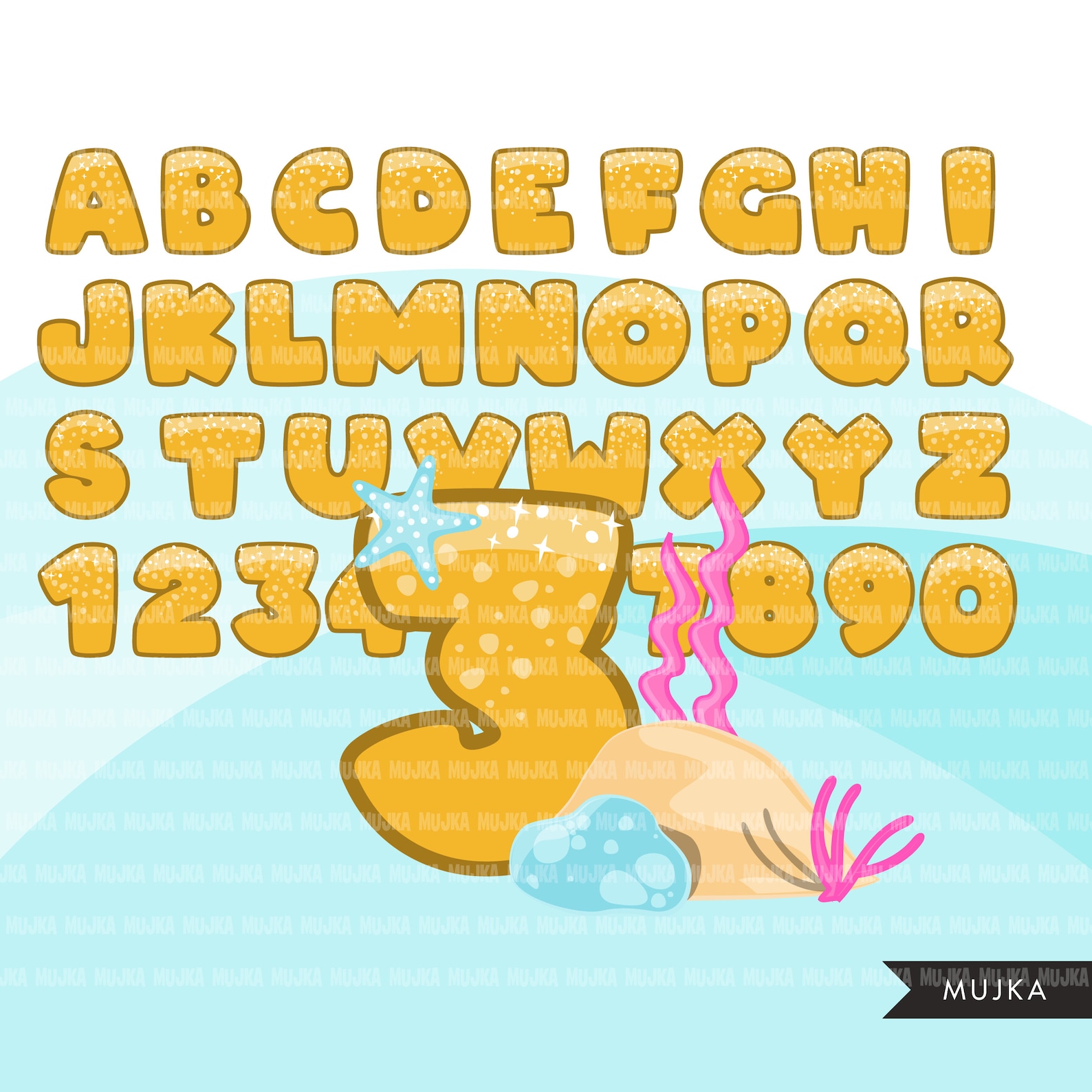 Mermaid Alphabet Clipart Rainbow Mermaid Squad Capital - Etsy