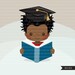 Graduation Clipart, Graduate Black Boys With Book and Mask, School ...
