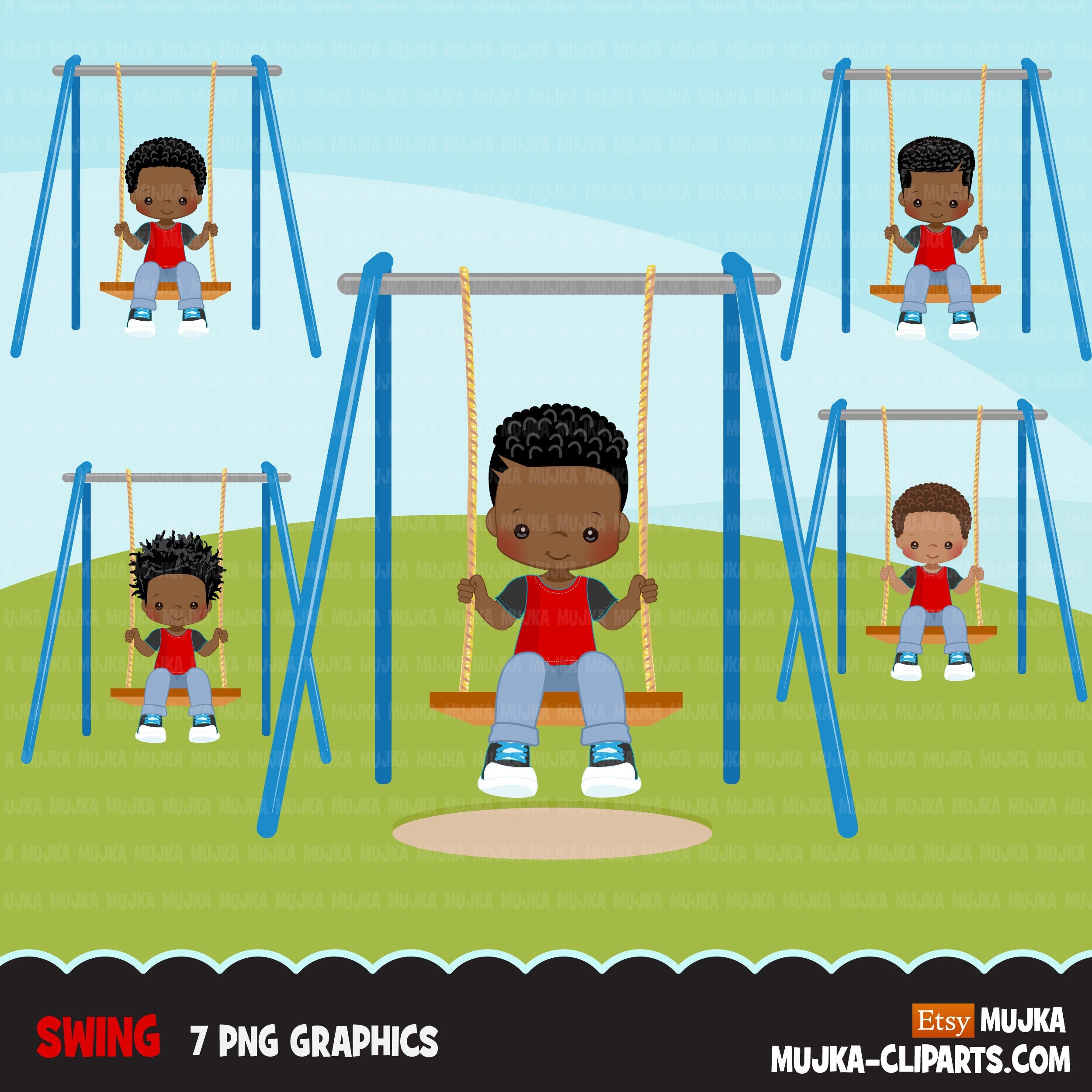 Child On Swing Clip Art