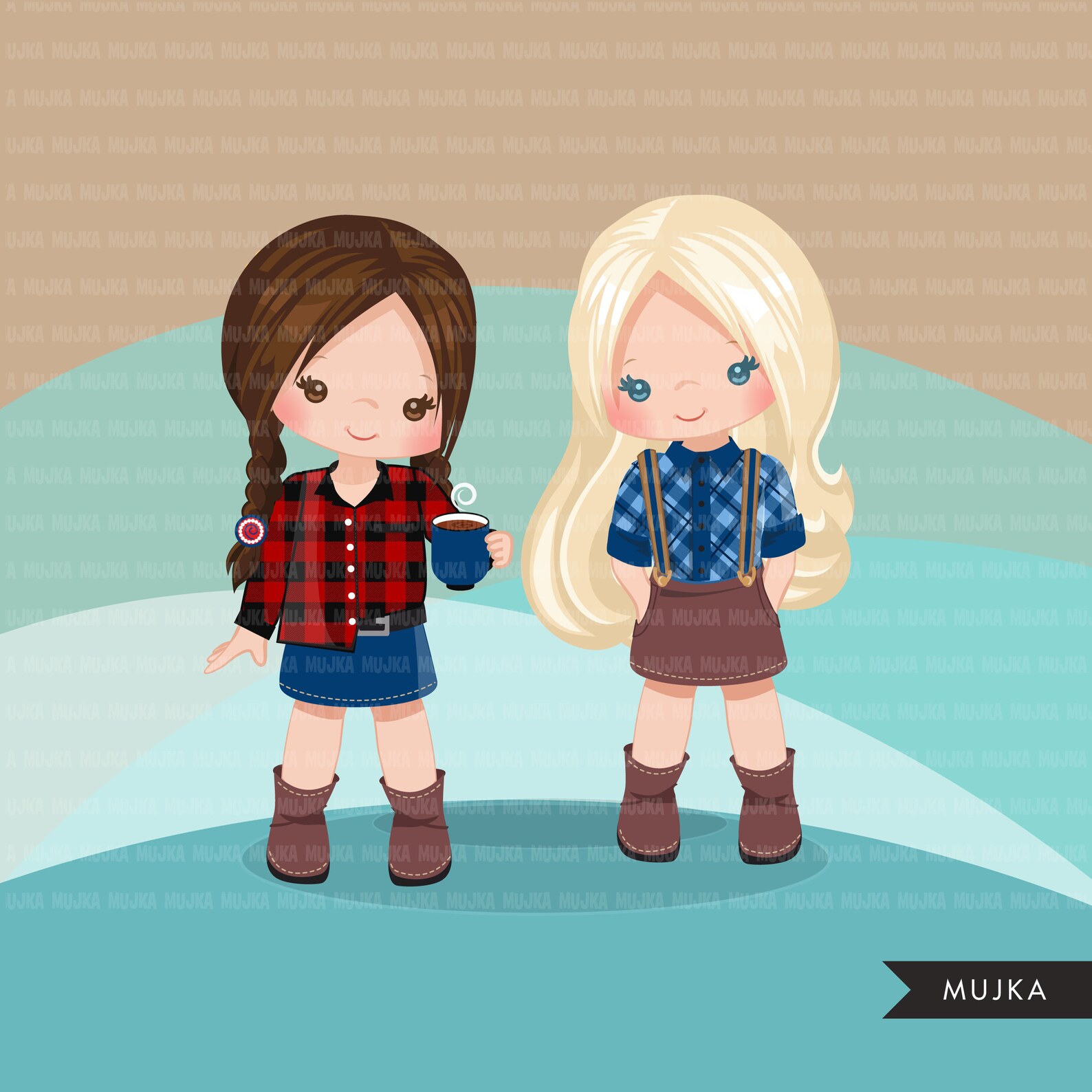 Lumberjack Clipart, Christmas Clipart, Camping Clipart, Plaid Christmas ...