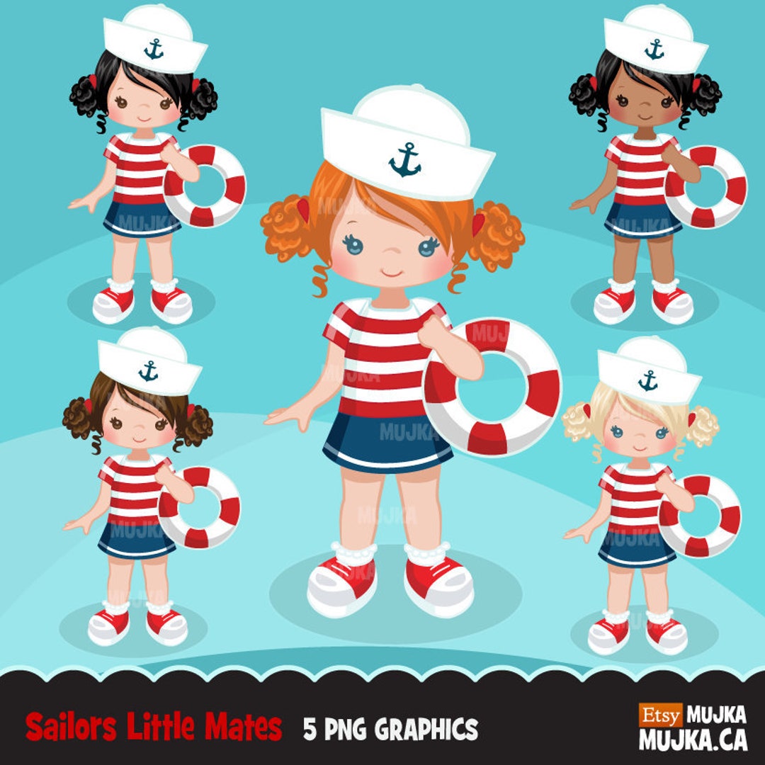 Sailor Clipart. Little Girl Graphics, Sailing, Captain, Mate ...