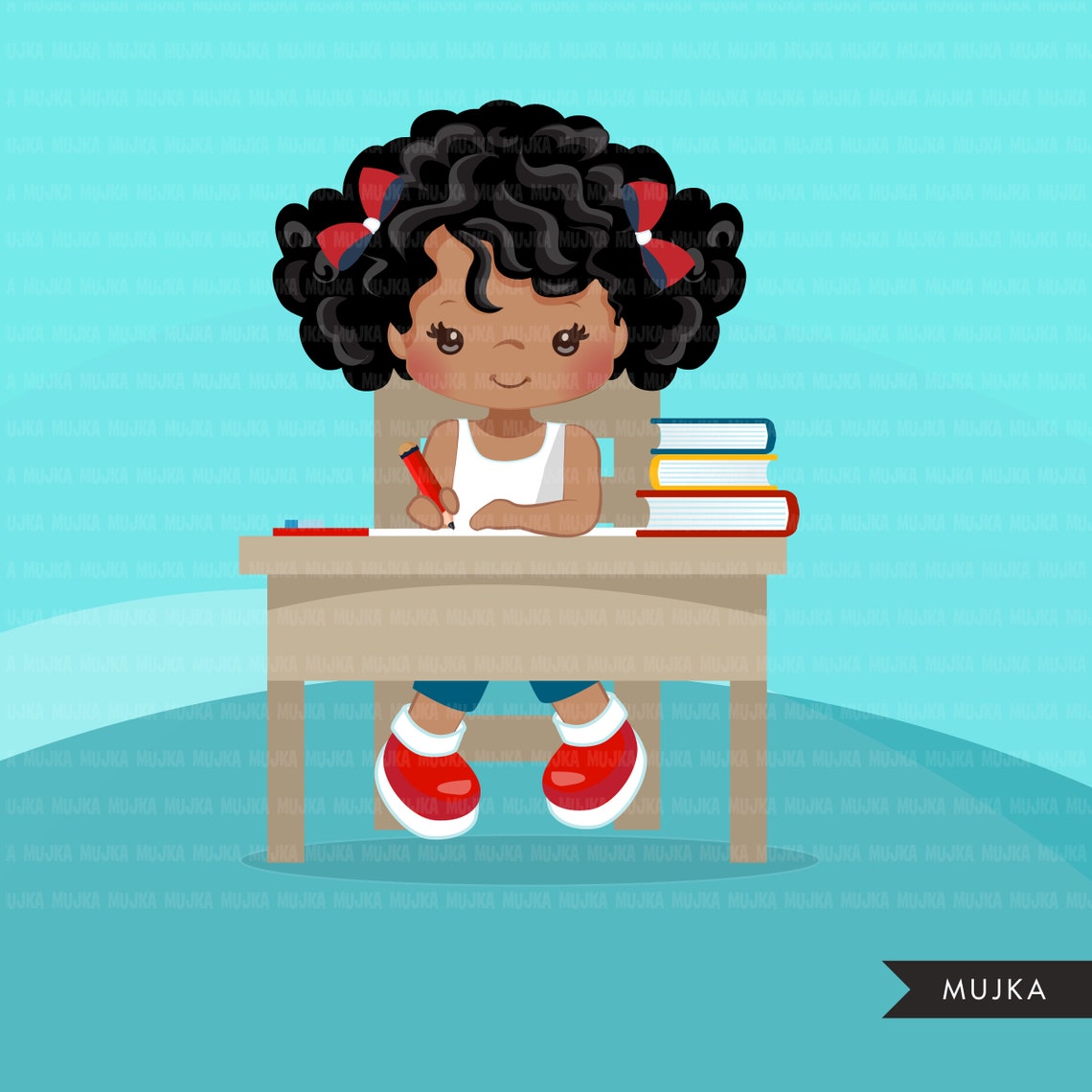 Back to School Clipart School Png African American Girl - Etsy