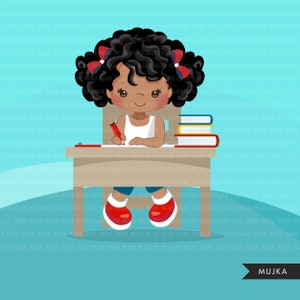 Back to School Clipart, School Png, African American Girl Students ...
