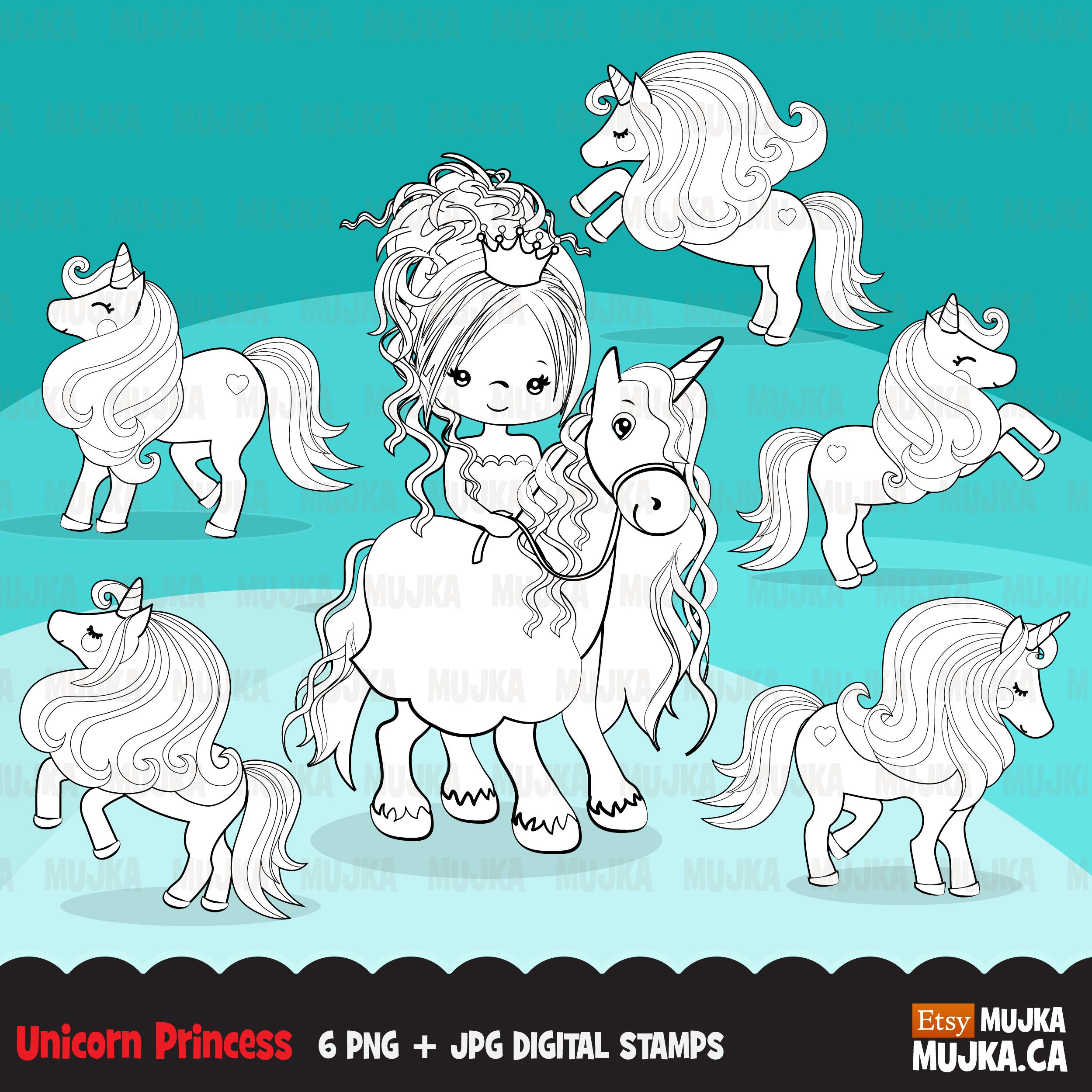 Unicorn Clipart Bundle Unicorn Princess Numbers Glitters - Etsy