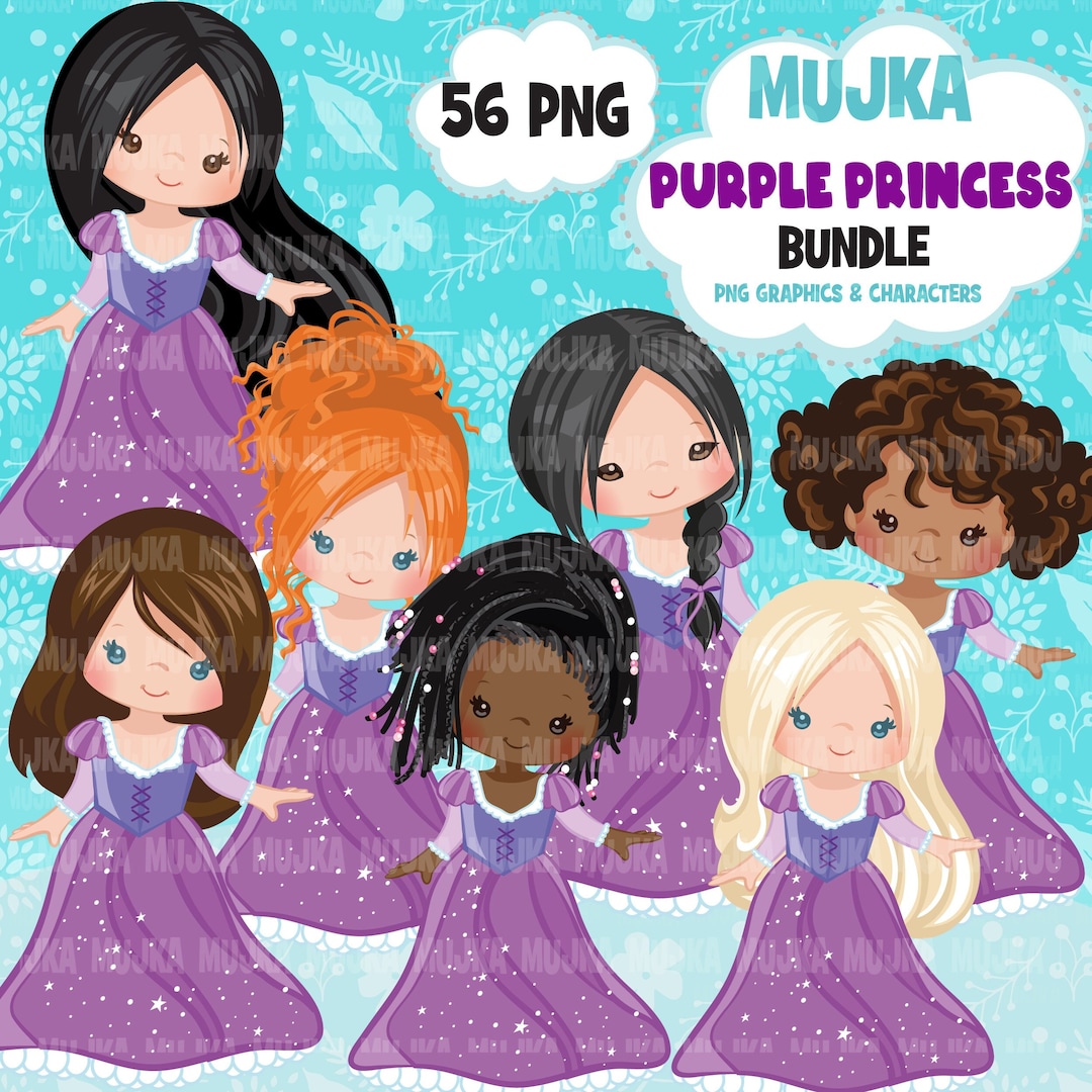 Princess Bundle, Princess Png, Princess Clipart, Birthday Bundle, Black ...