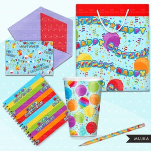 Rainbow Birthday Digital Papers, Seamless Pattern, Digital Paper Pack ...