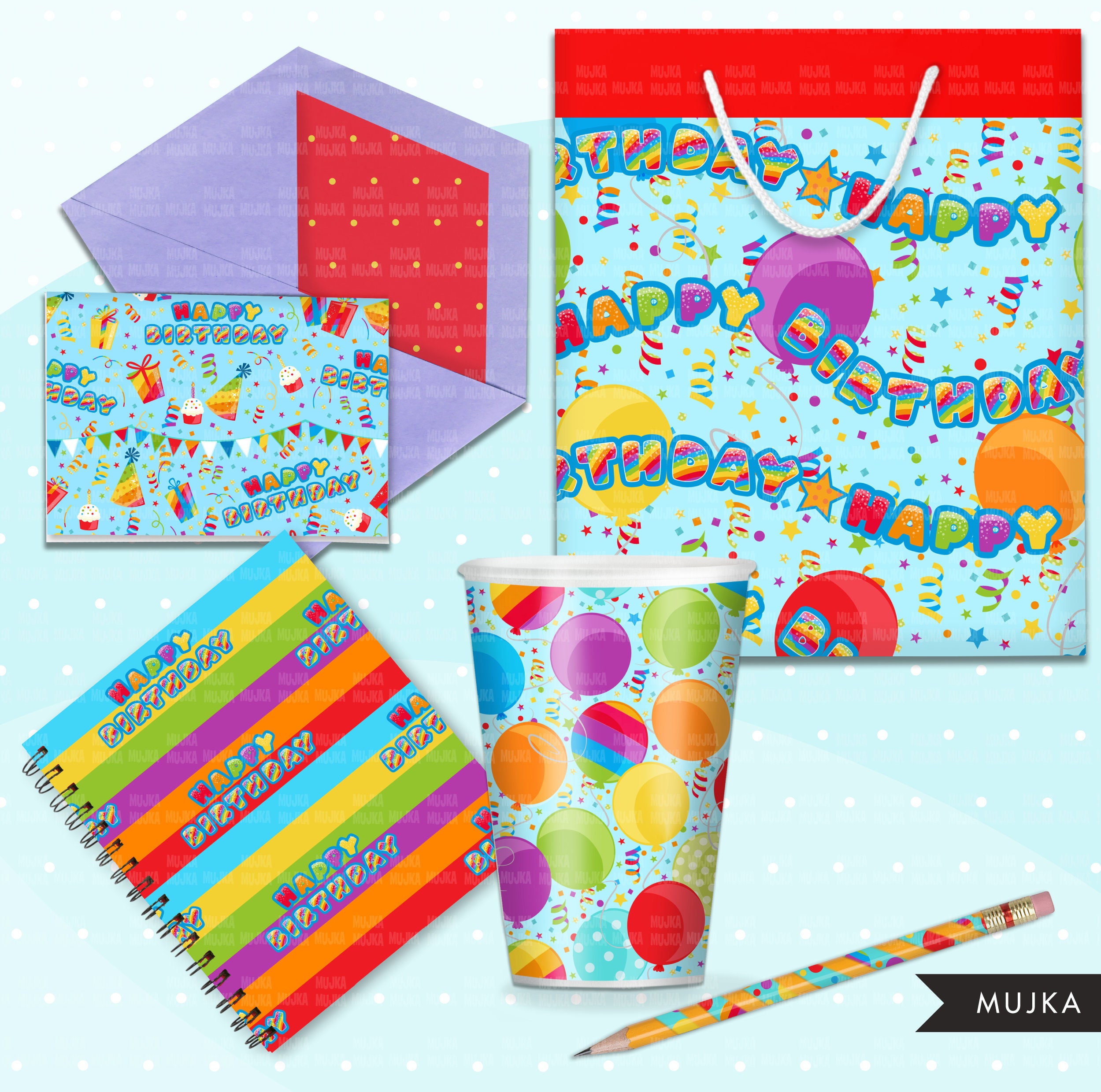 Rainbow Birthday Digital Papers Seamless Pattern Digital - Etsy