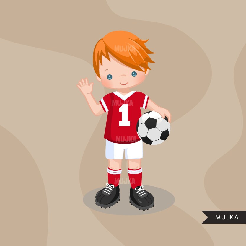 Soccer clipart. Sport graphics boys soccer player characters | Etsy