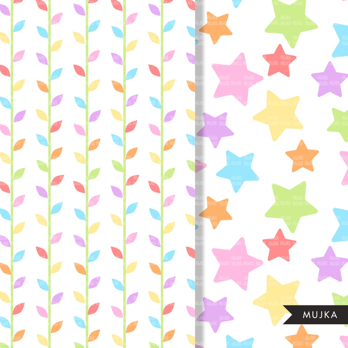 Rainbow Digital Papers Seamless Pastel Rainbow Pattern | Etsy