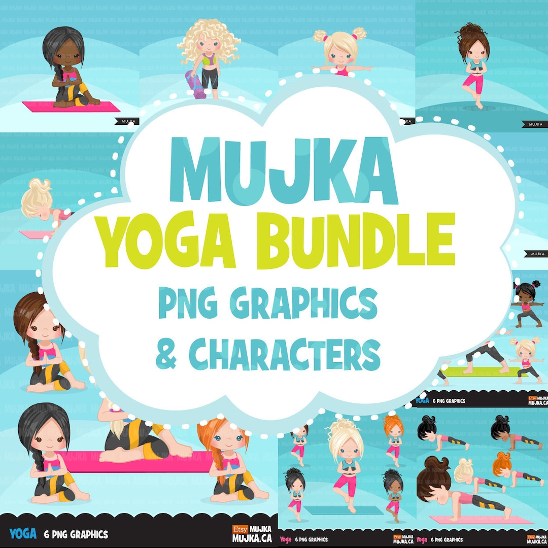 Yoga Fitness Clipart Bundle, Yoga Healthy Life Style, Sports Girls Clip ...
