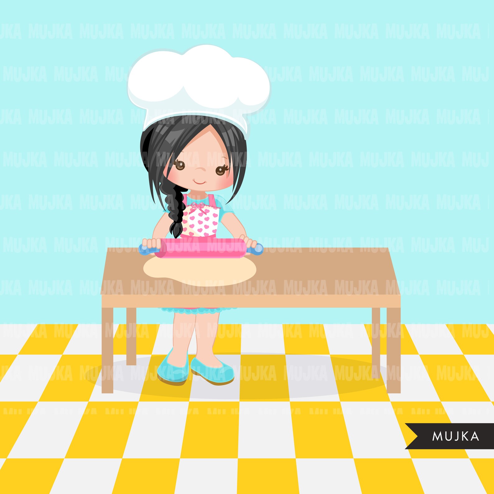 Baking Clipart. Cute Baker Characters, Kitchen Chores, Baking Party ...