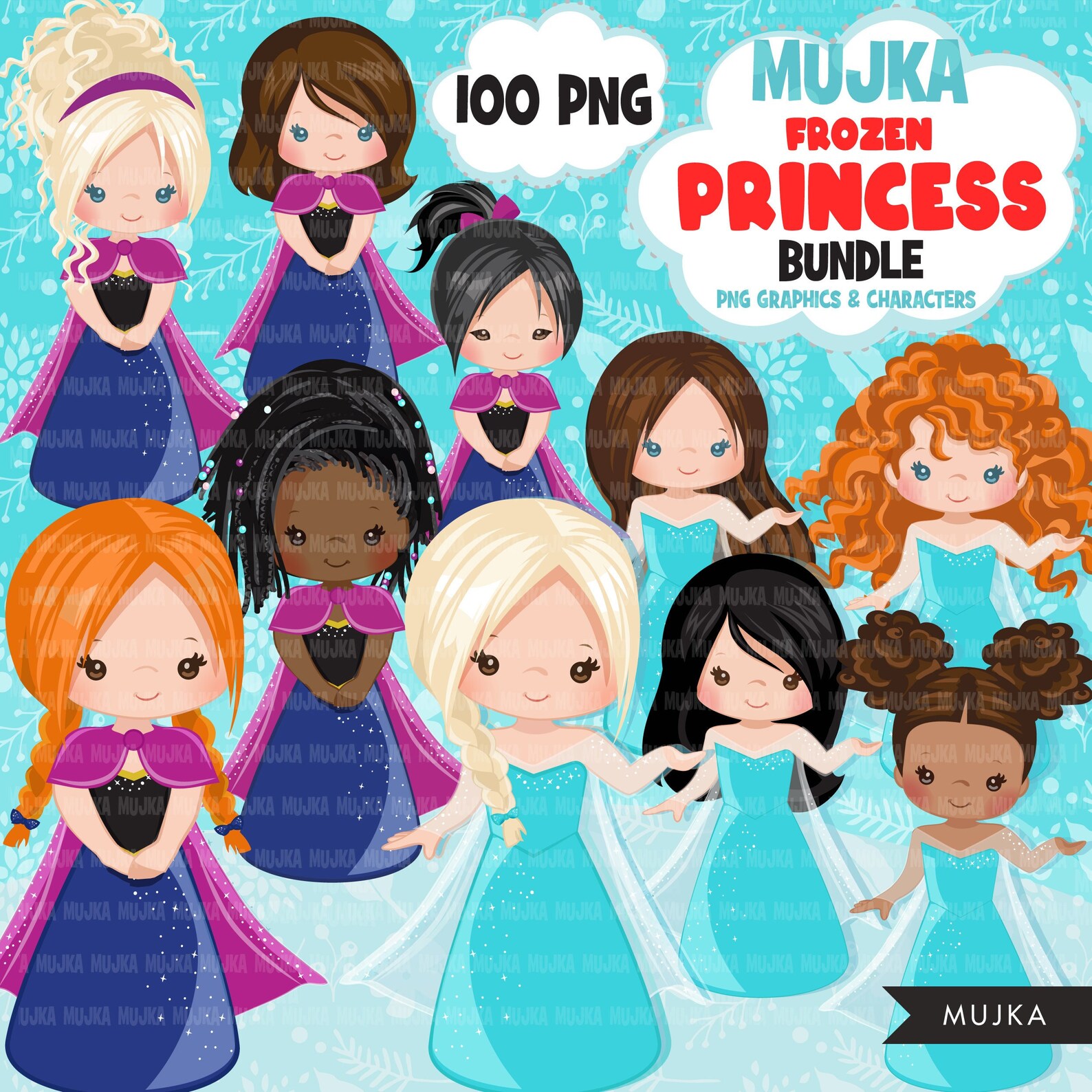 Princess Bundle Princess Png Princess Clipart Birthday - Etsy