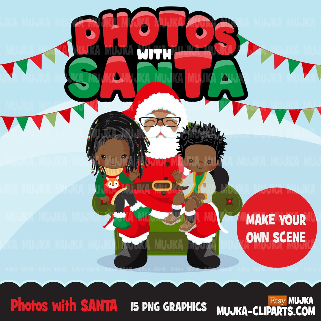 Christmas Clipart, Photos With Black Santa, Sitting Santa, Christmas ...