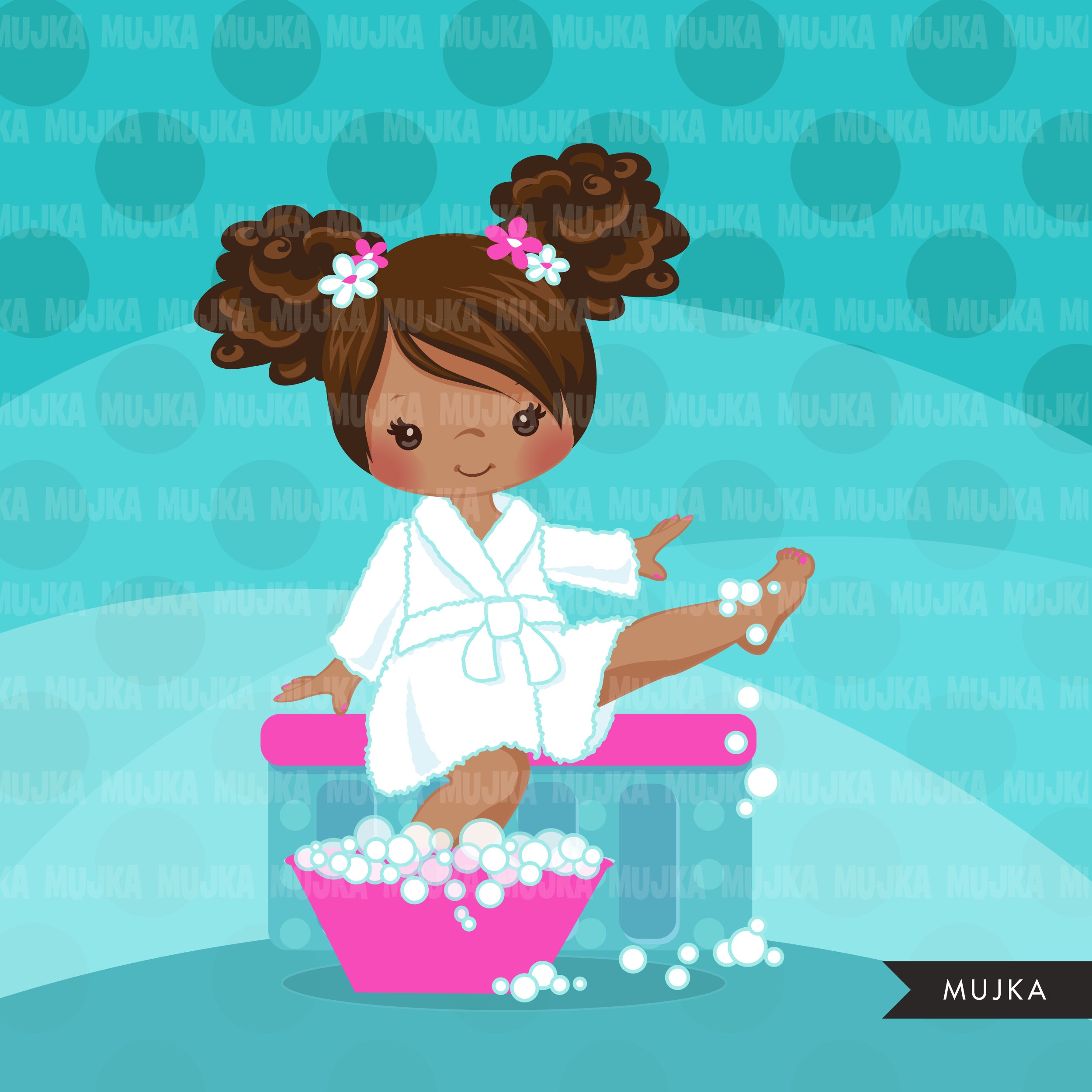 Spa Png Spa Clipart Spa Birthday Png Black Girl Spa - Etsy
