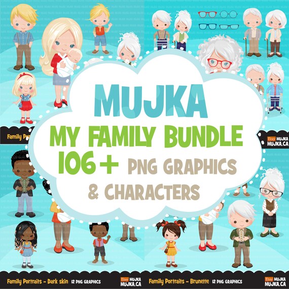 Family Clipart Bundle, family graphics, elders, mother, baby, father ...