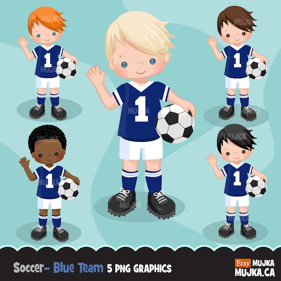 Soccer clipart. Sport graphics, boys soccer player characters ...