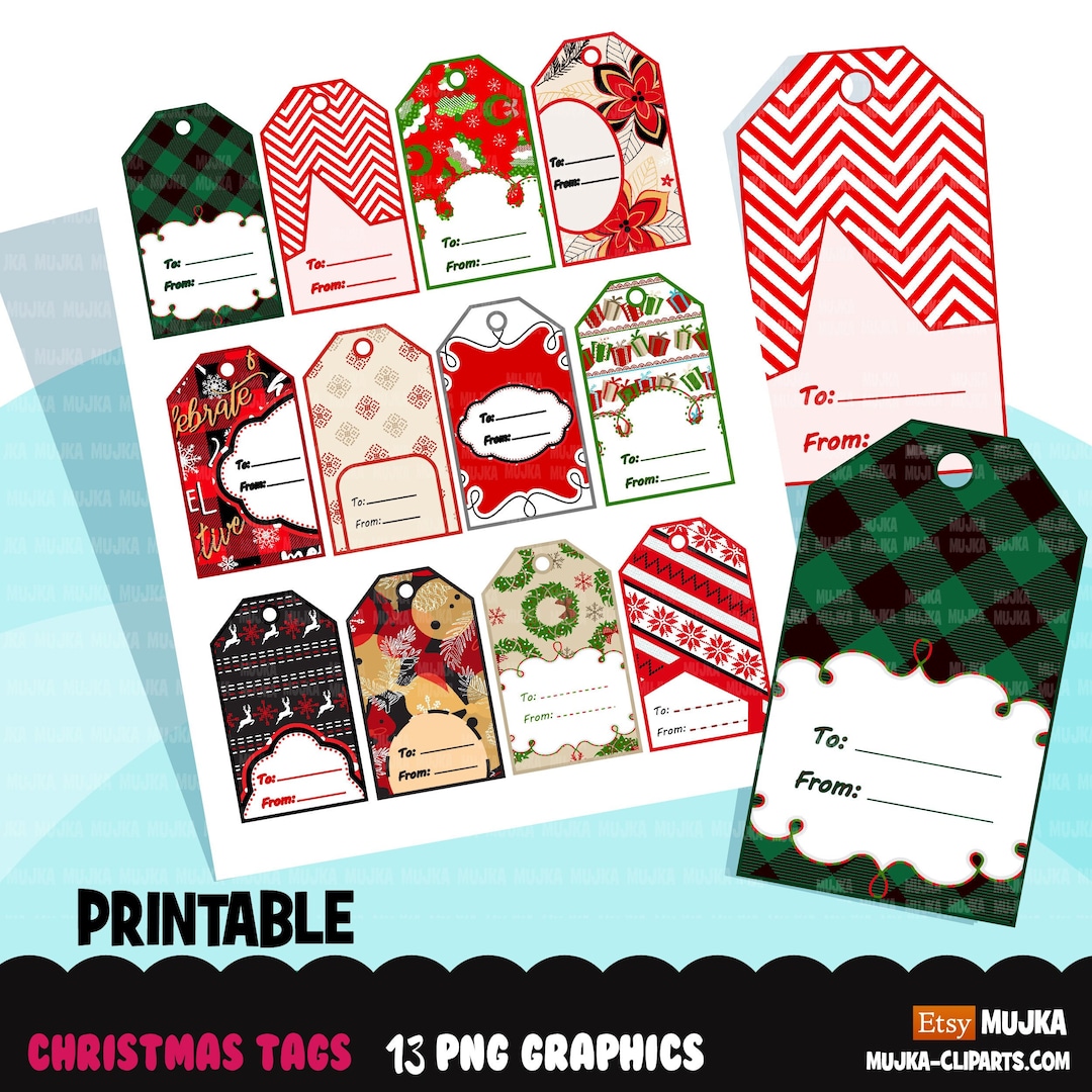Christmas Tags, Printable Christmas Gift Tags, Digital Gift Tags, Santa ...
