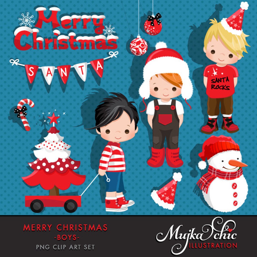 Christmas Clipart Boys Clipart Instant Download Christmas Graphics ...