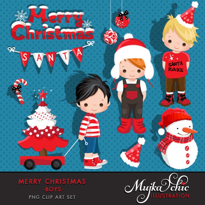 Christmas Clipart Boys Clipart Instant Download Christmas - Etsy