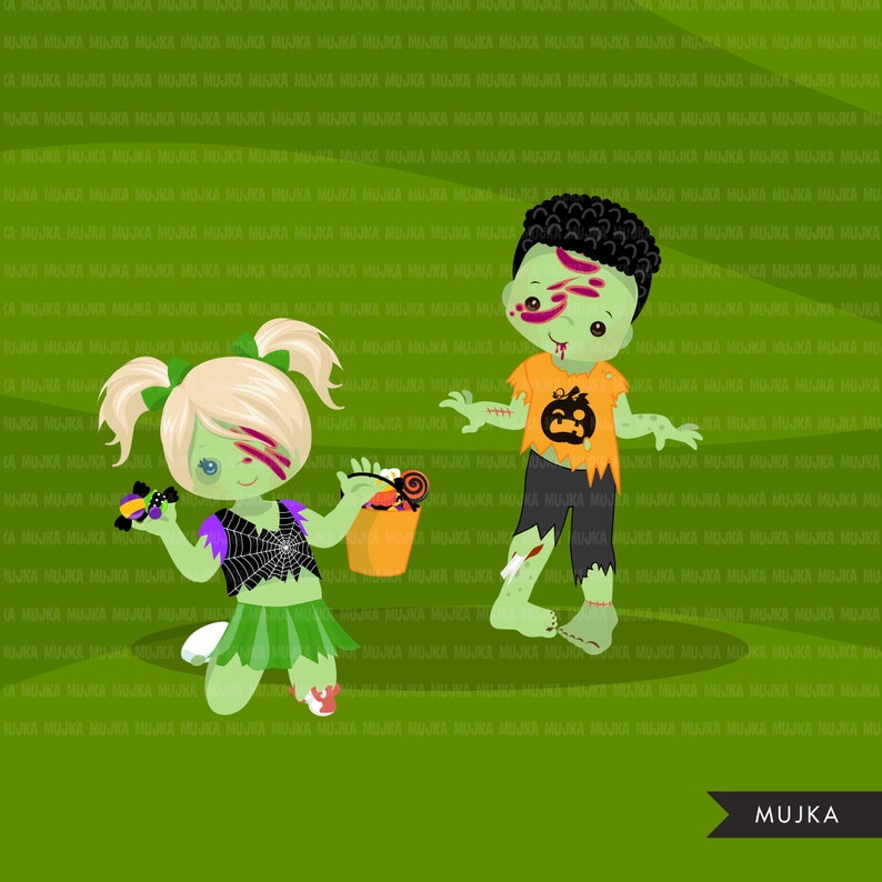 Halloween Clipart Zombie Clipart Zombie Kids Png Zombie | Etsy