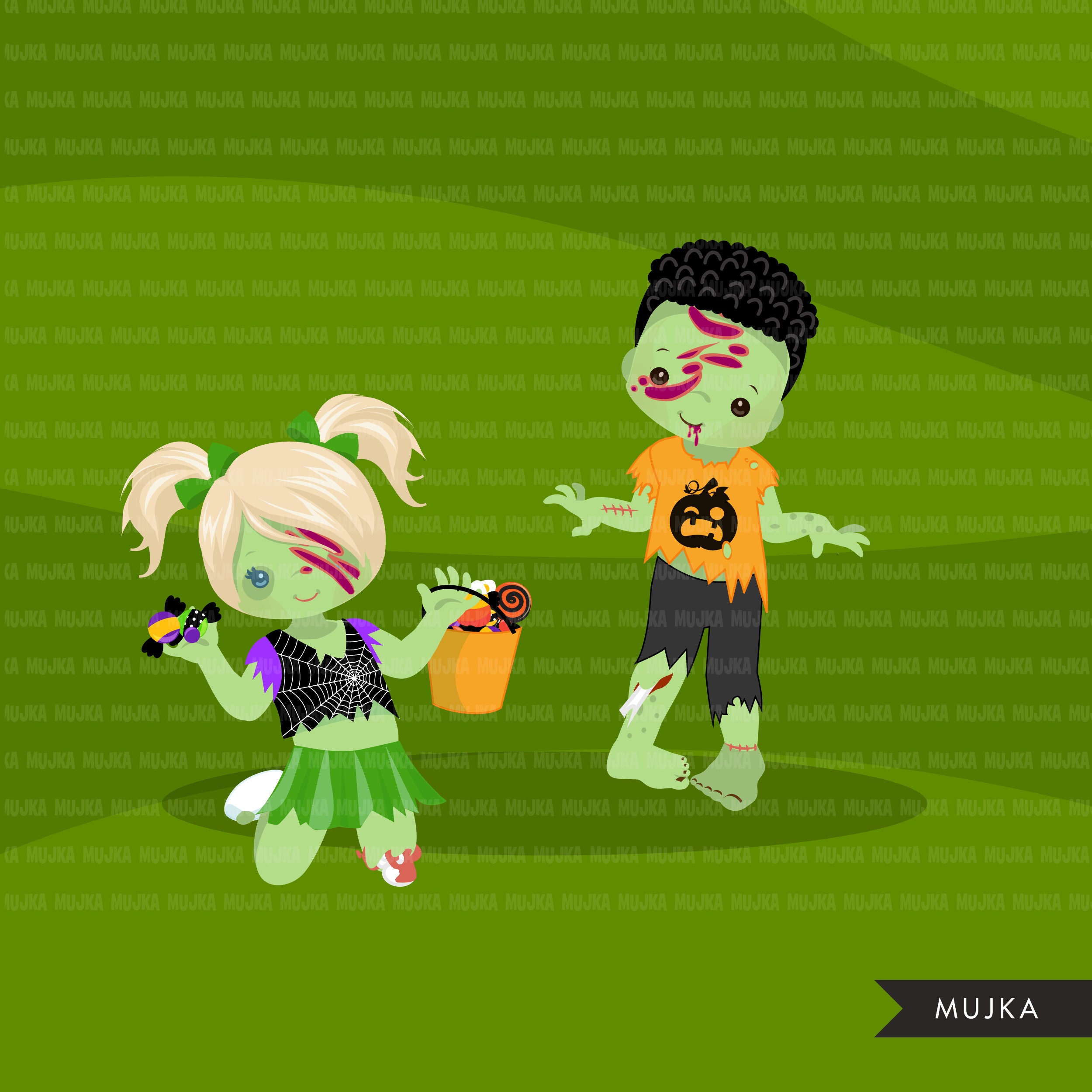 Halloween Clipart Zombie Clipart Zombie Kids Png Zombie | Etsy