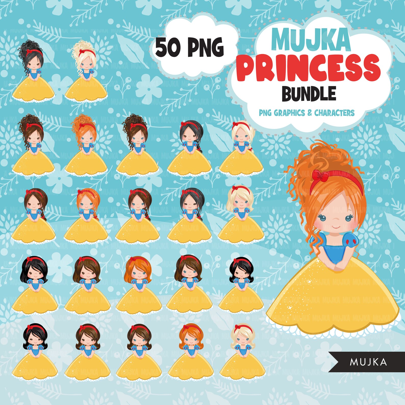 Princess Bundle Princess Png Princess Clipart Birthday - Etsy
