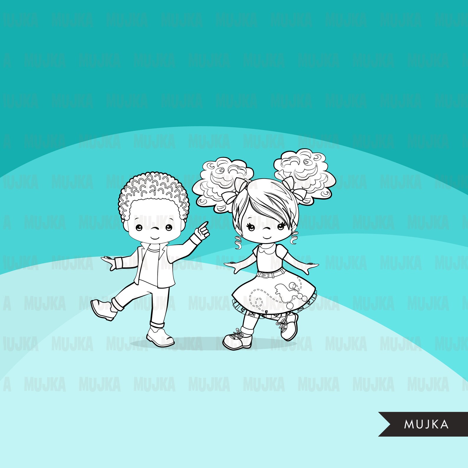 Sock Hop Party Digital Stamps. 50's Retro Characters - Etsy