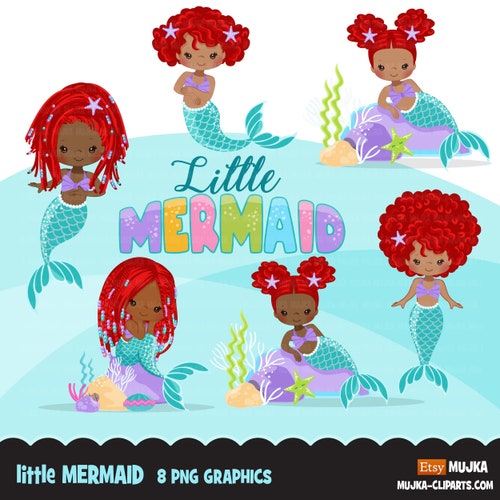 Cute African Mermaid Clipart PNG Black Mermaid Clip Art - Etsy