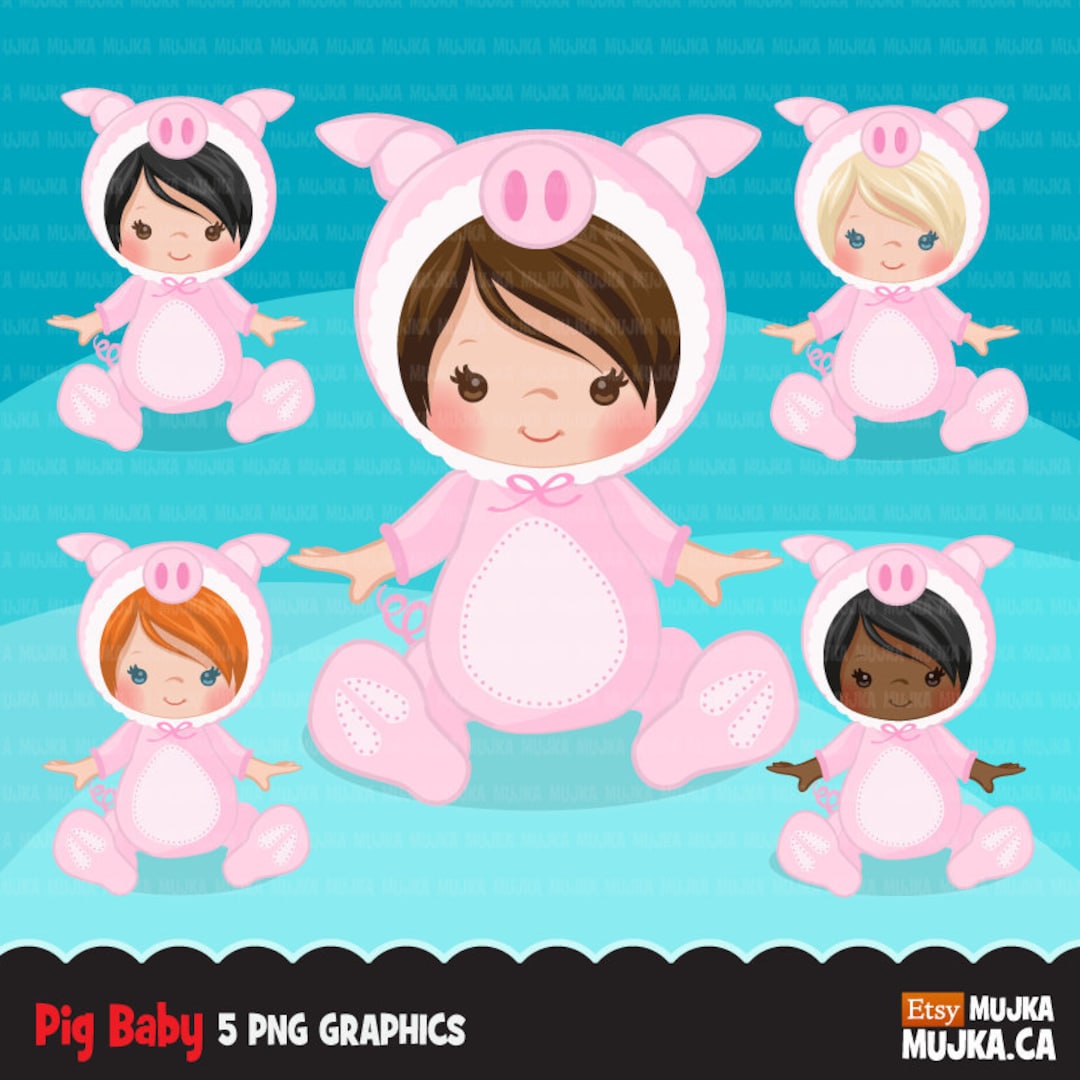 Baby Pig Clipart, Halloween Costume Baby Shower Graphics, Card Making ...