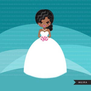Black Bride PNG Clipart, Print and Cut, Wedding Graphics, Afro Girl ...