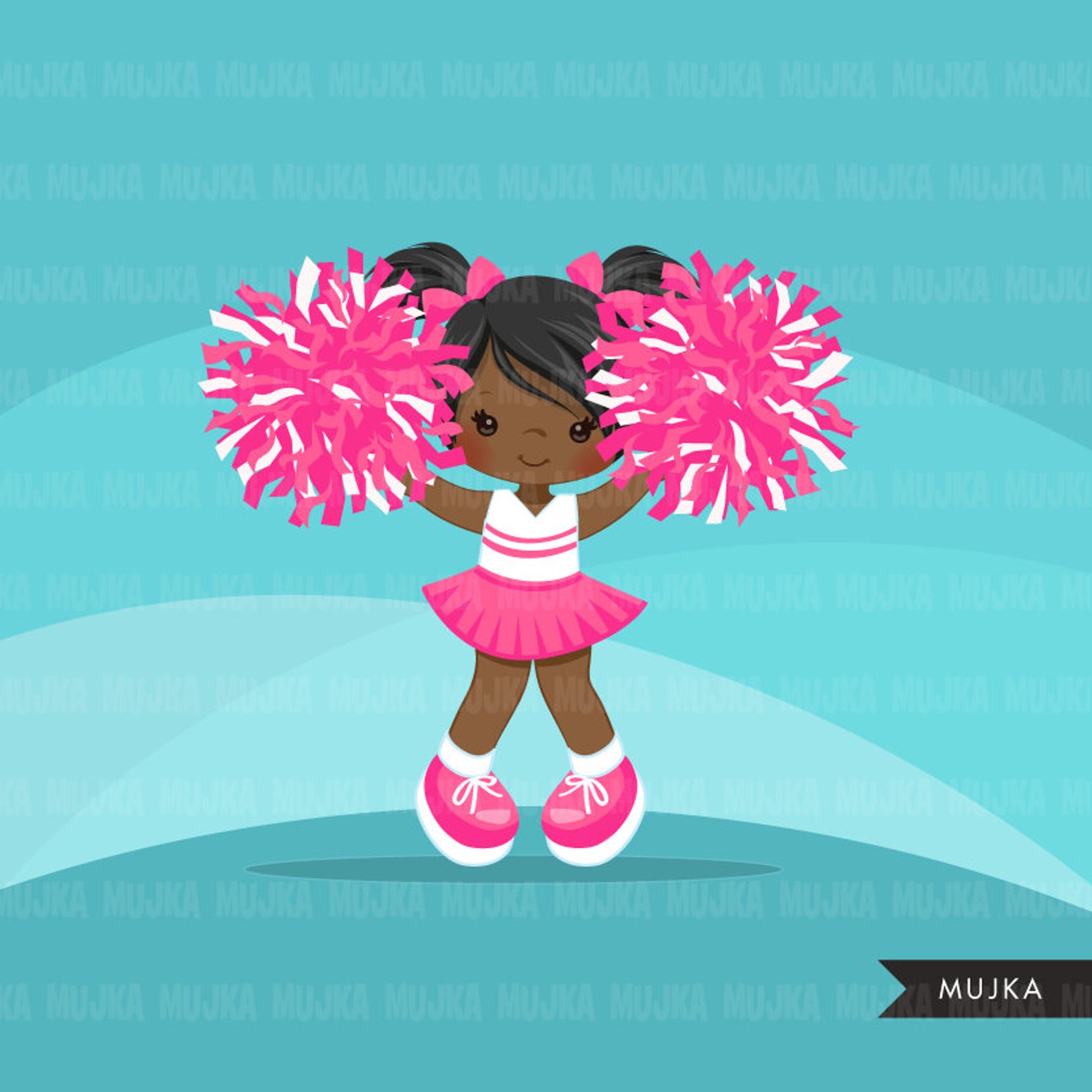Cheerleader Clipart. Sports Graphics, Cheerleader Pom Pom. Pink White ...
