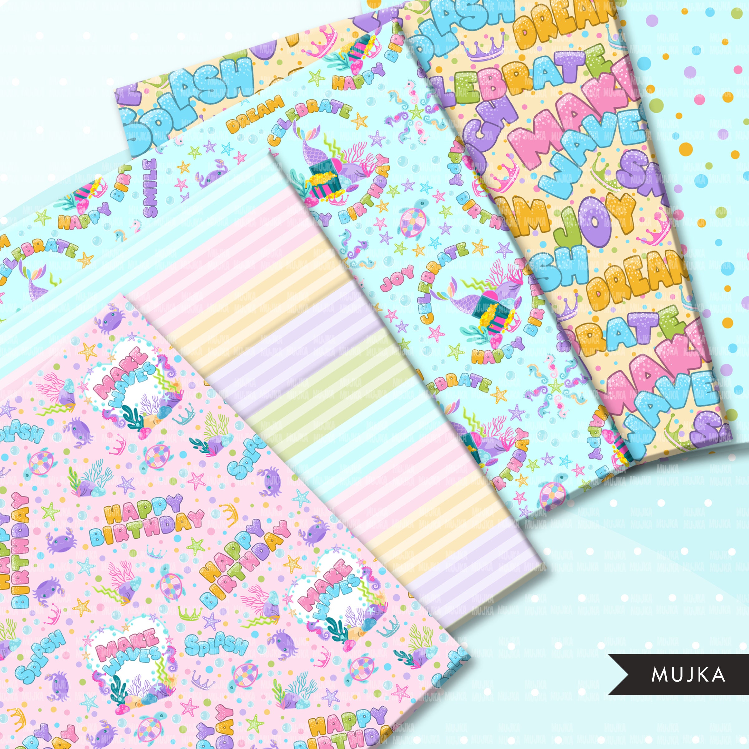 Mermaid Digital Papers Mermaid Pattern Digital Paper Pack - Etsy
