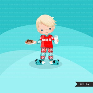 Christmas Clipart. Boy Characters With Milk and Cookies for Santa ...