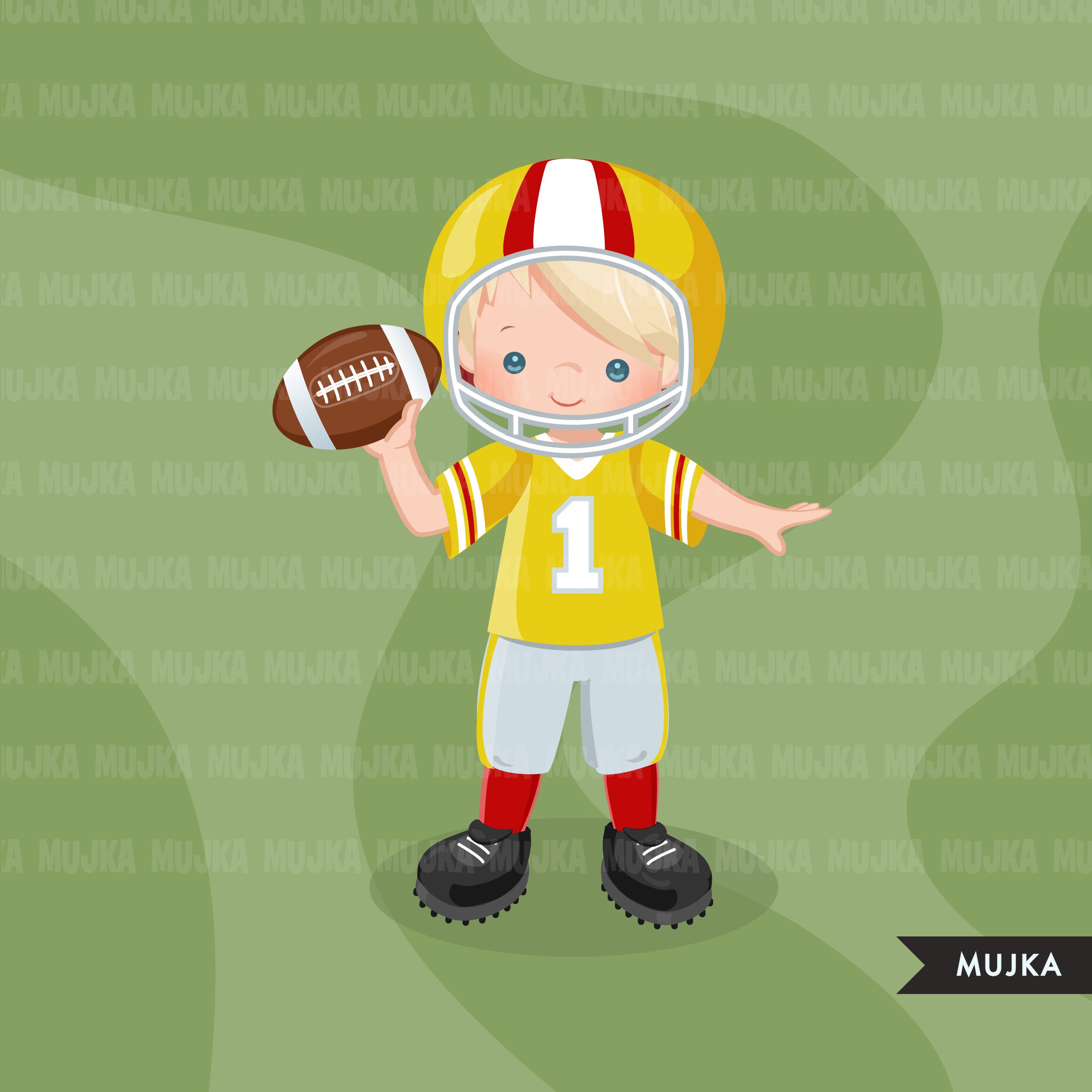 Football Clipart. Sport Graphics Boys American Player - Etsy