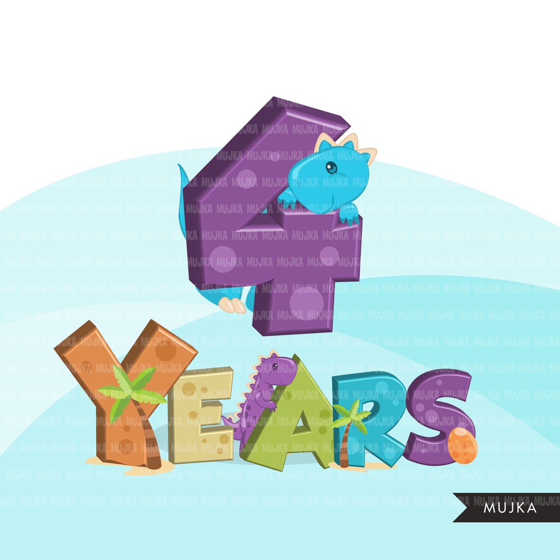 Dinosaur Alphabet Clipart Bundle Stackable Boy Birthday Baby | Etsy