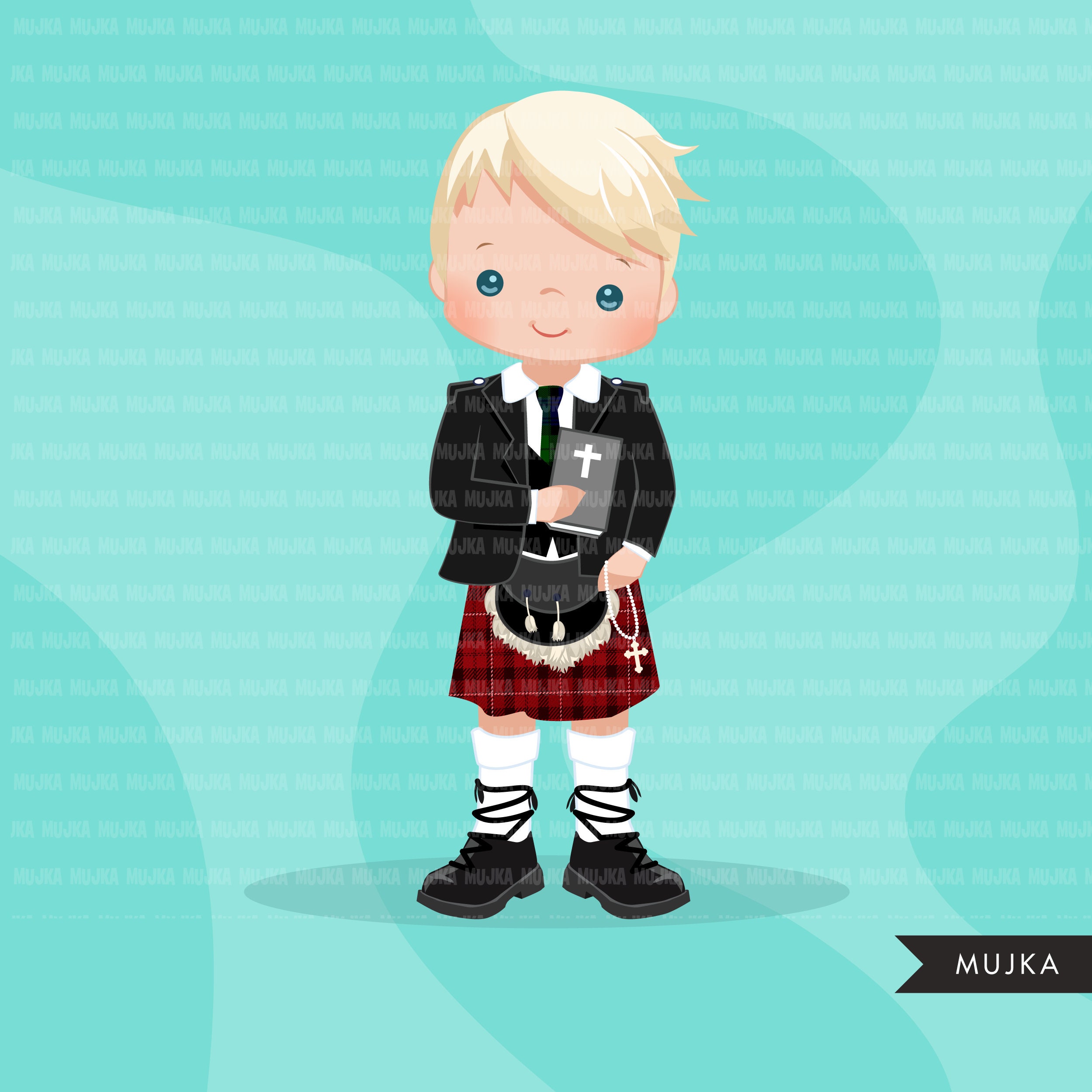 Scottish First Communion Clipart for Boys Scottish Kilt Holy - Etsy