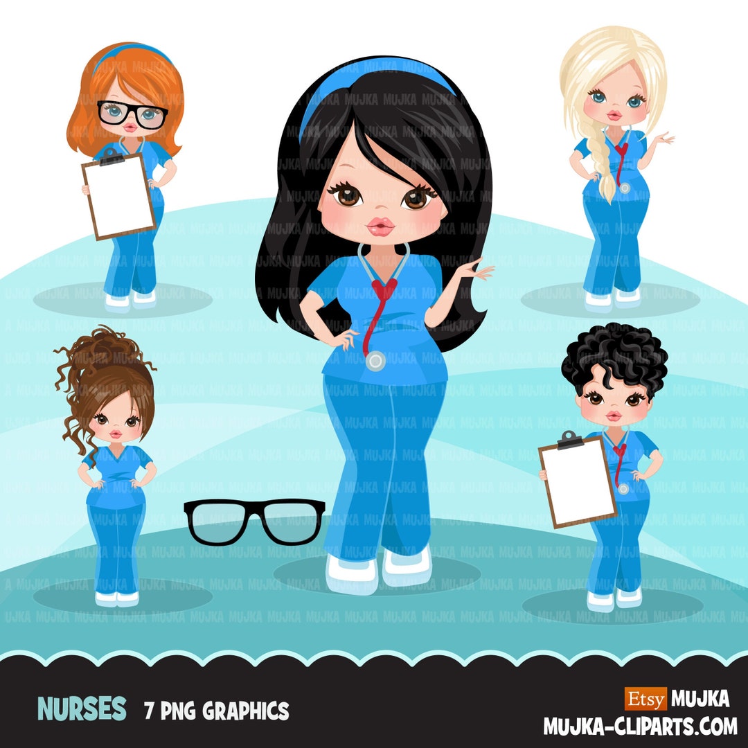 Nurse Clipart With Scrubs , Patient Chart Graphics, Print and Cut PNG T ...