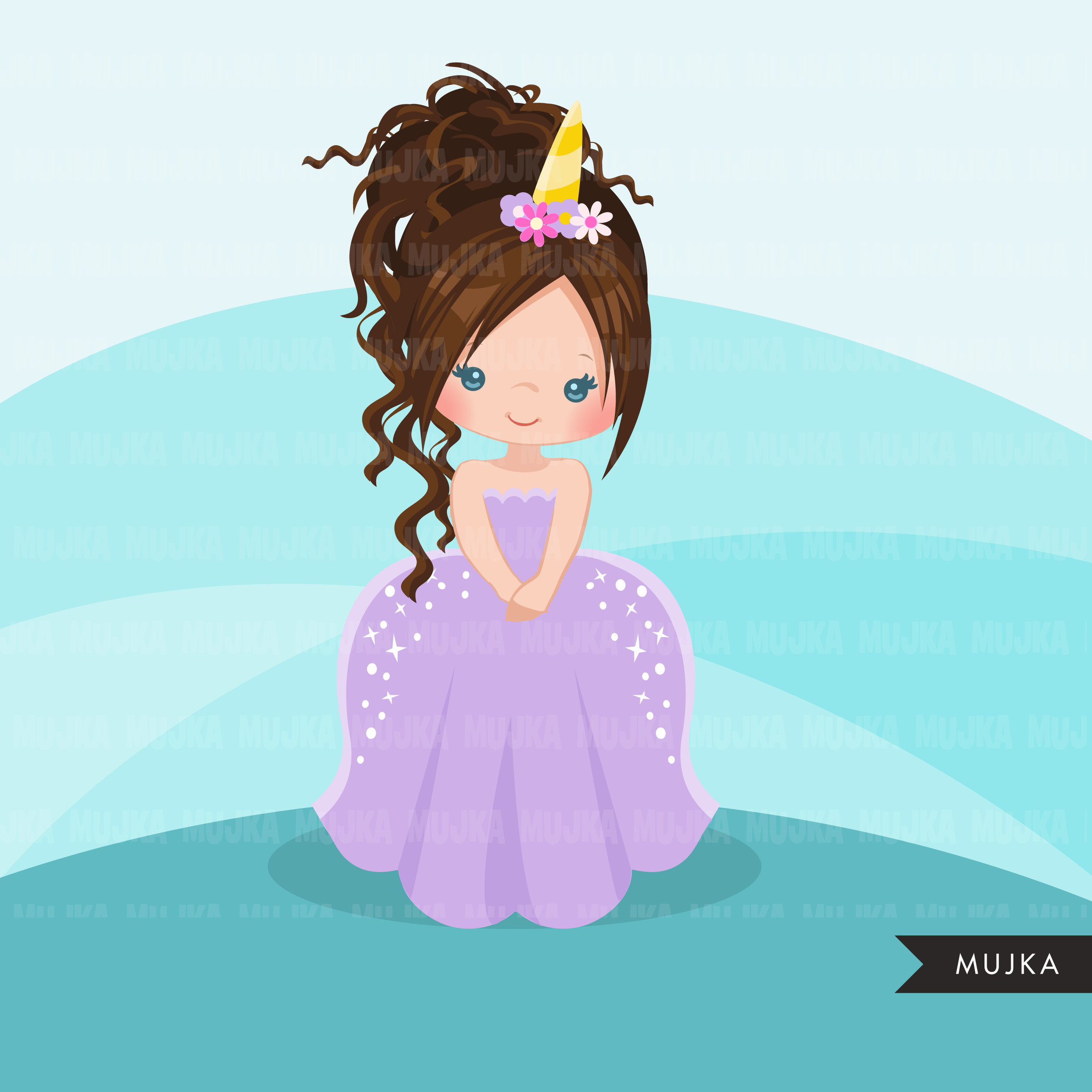 Unicorn Princess Clipart. Pink Purple Unicorn, Headpiece, Princess ...