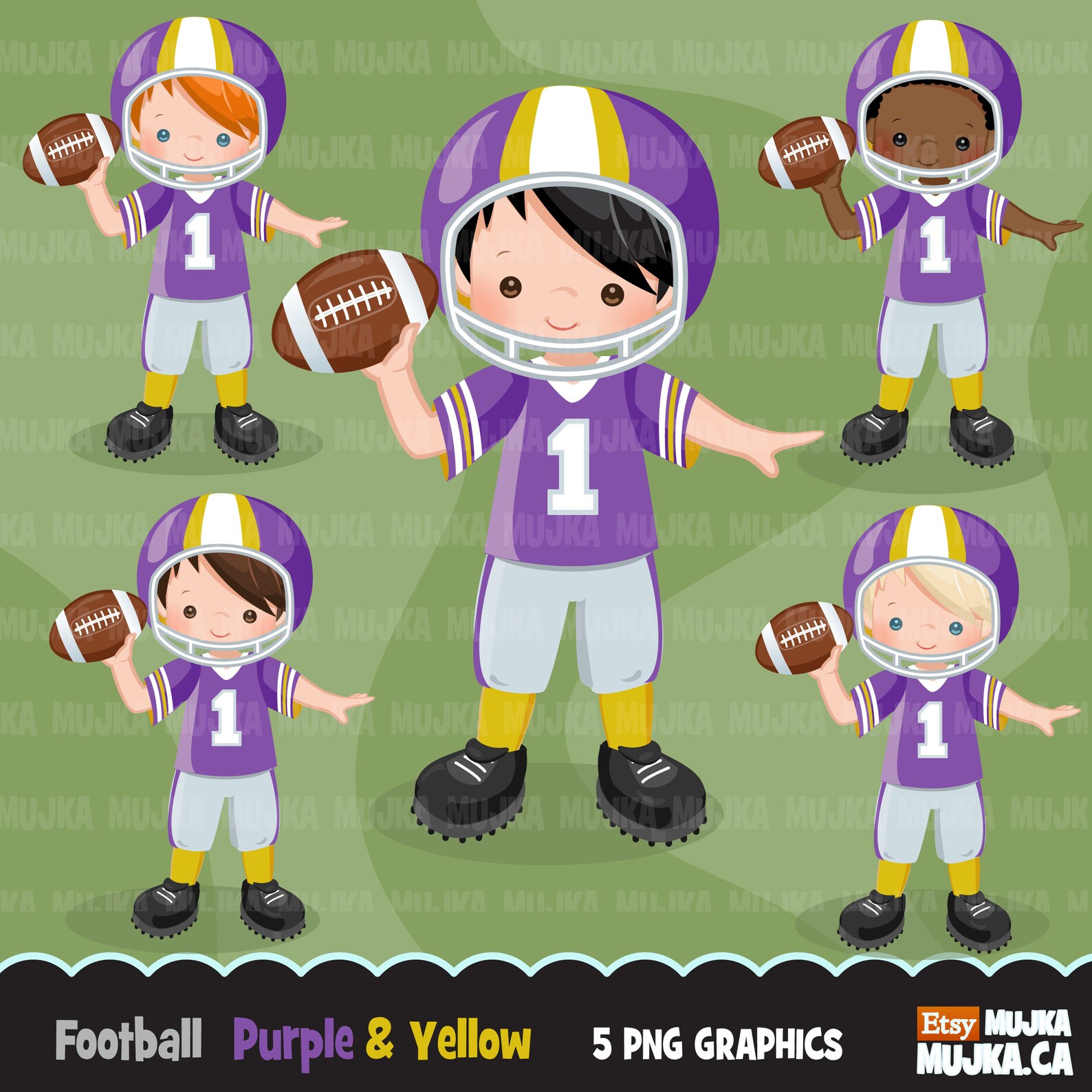 American Football PNG Clipart Bundle, School Sports Graphics, Boys With ...