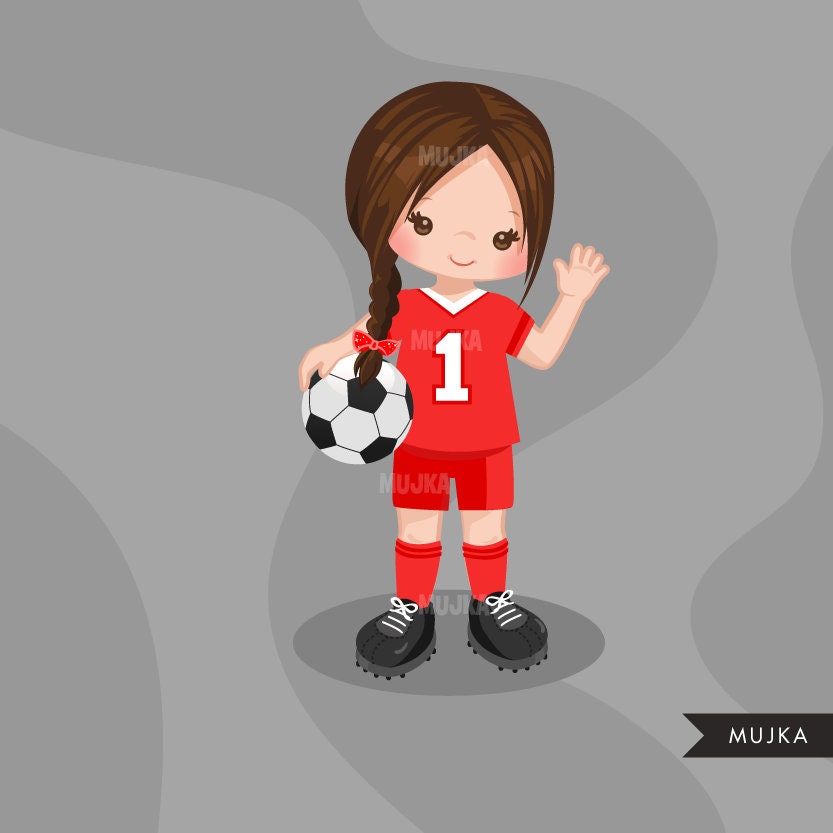 Soccer Clipart Sport Graphics Girls Soccer Player - Etsy