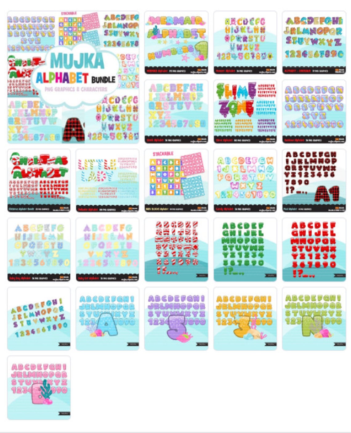 Alphabet Clipart Bundle Christmas Monsters Rainbow Baby - Etsy